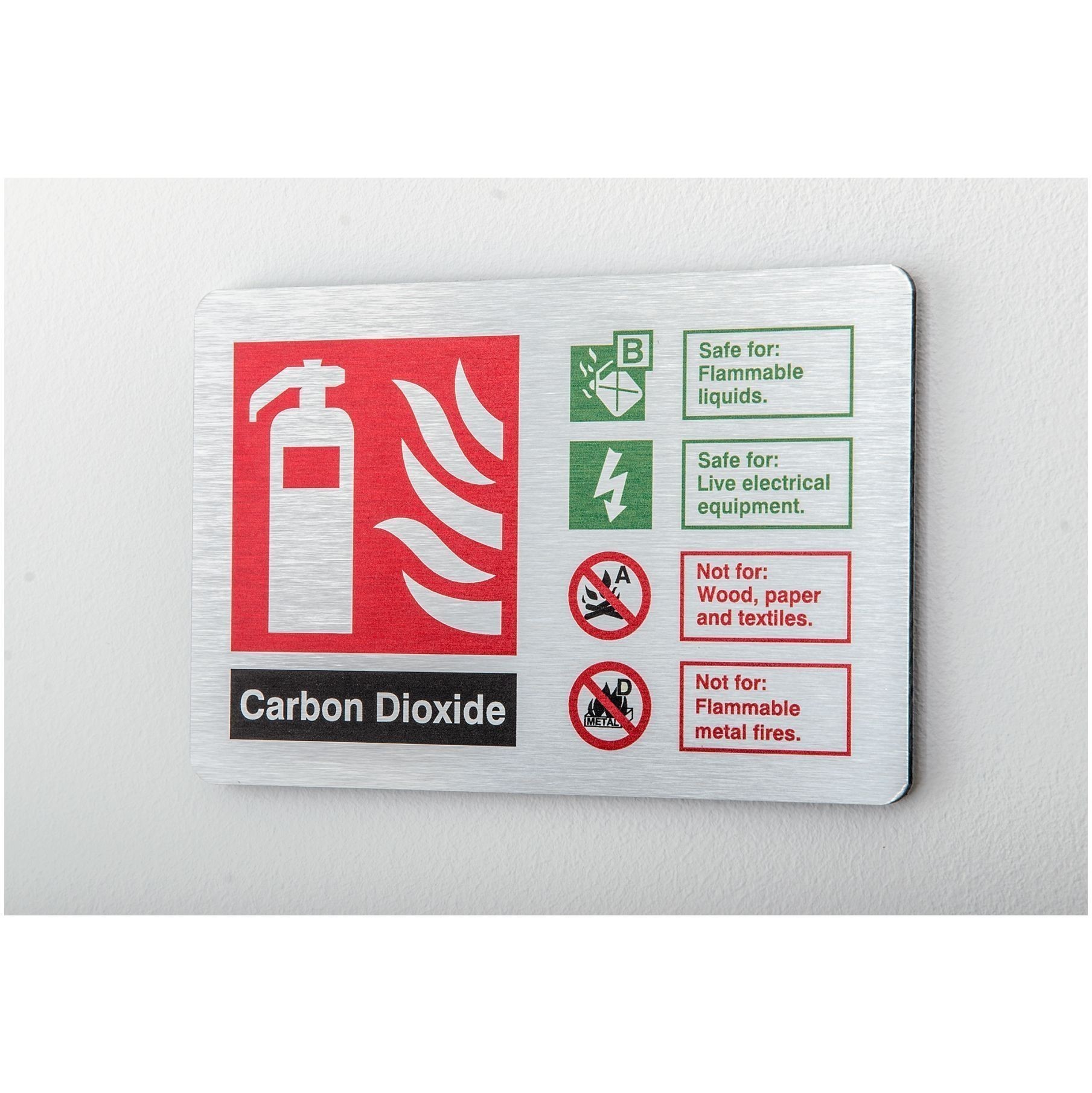 Brushed Aluminium Effect Carbon Dioxide Fire Identification Sign ...