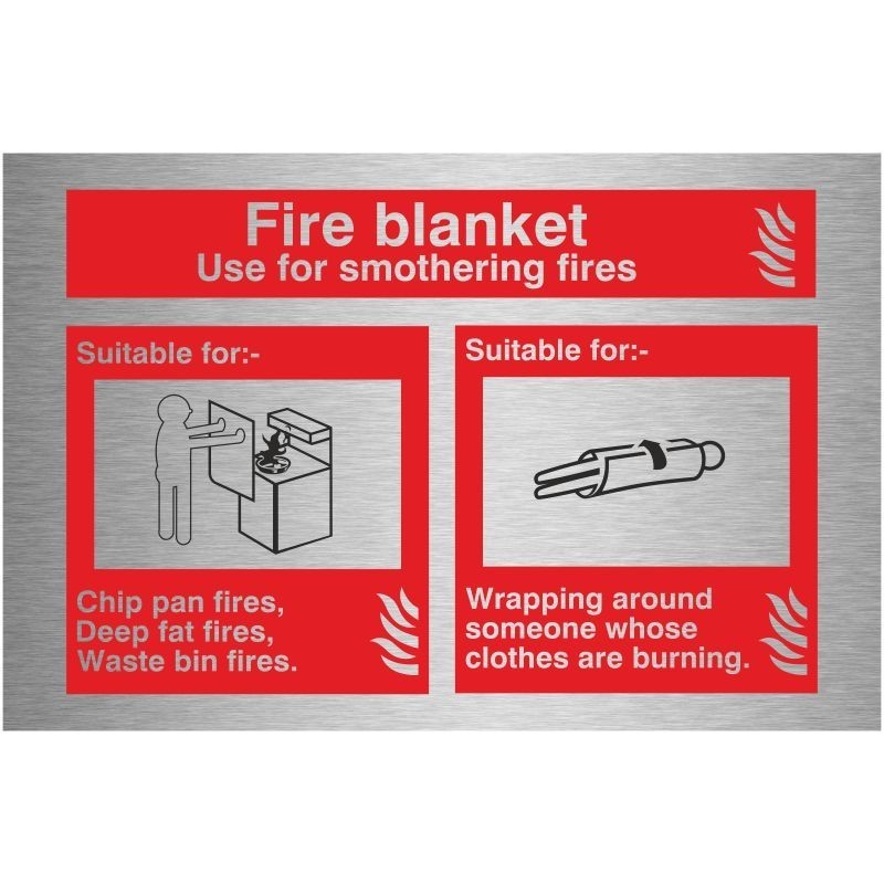 Fire Blanket Brushed Aluminium Sign | HallMark Compliance LTD
