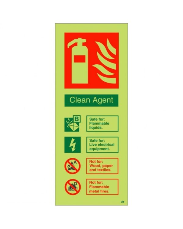 Glow In The Dark Clean Agent Fire Extinguisher ID Sign | HallMark ...