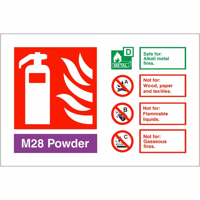 Powder M28 Fire Extinguisher ID Sign | HallMark Compliance LTD